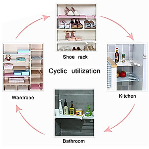 In kds Scalable Layered Separator Updated Version Adjustable Storage Rack Shelf for Wardrobe Refrigerator Cupboard Random Colour ((53-90) x42cm)