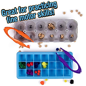 Colorful Counting Bear Cubs & Jumbo Rainbow Tweezers - Includes Bucket of 125+ Bears and 6 Pairs of Tweezers - Great for Early Childhood Education, Preschool Prep, Daycare Activities, Montessori Toys