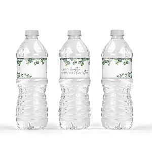 Your Main Event Prints Eucalyptus Wedding Bridal Shower Bottle Wraps - 25 Neutral Greenery Floral Water Bottle Labels - Perfect Decoration Favors
