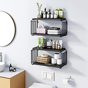 MXCSE Floating Nightstand Shelves – Modern Night Stand for Bedroom, Floating Nightstand, Durable Floating Shelf for Books, Nightstand Bedside Table, Mid Century Wall Shelves Nightstand (2, Black)