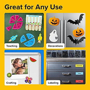 Flexible Magnetic Tape - 1 Inch x 10 Feet Magnetic Strip with Strong Self Adhesive - Ideal Magnetic Roll for Craft and DIY Projects - Sticky Magnets for Fridge and Dry Erase Board