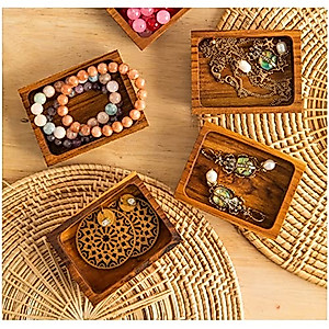 MAKOLO Wooden Soy Sauce Dish Small Dipping Bowls Kitchen Prep Wood Cup for Dip, Condiment, Seasoning, Nuts, Candy, Appetizers, Decoration, Set of 4