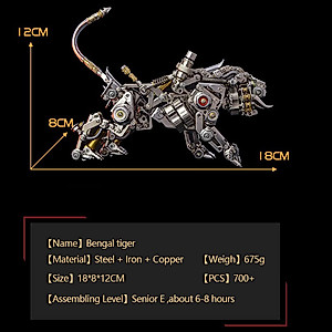 VINIX 3D Metal Puzzle for Adults, 700Pcs+ Mechanical Tiger Metal Puzzle Model Kits, DIY Animal Themed Metal Model Building Kit Crafts Creative Gifts (with Assembling Tool)