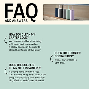 Fellow 16 oz Carter Cold Travel Mug for Water, Iced Tea, Coffee, Smoothies, Iced Coffee & more - Stainless Steel Vacuum-Insulated Iced Coffee tumbler with Spill Resistant lid and straw - Sand Dune