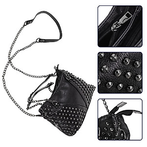 Studded Shoulder Bag for Women Leather Punk Rivet Crossbody Bag Handbag with Chain Wallet Purse for Girls