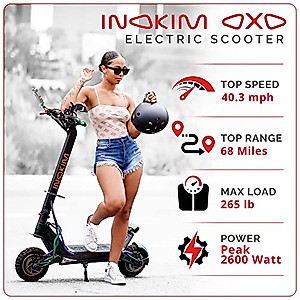 INOKIM OXO Electric Scooter for Adults 40 MPH, 2x1000W (1300W Max) Motor, 68 Eco Miles Range, 10" Pneumatic Tires, Front & Rear LED Light, Fast Folding Escooter