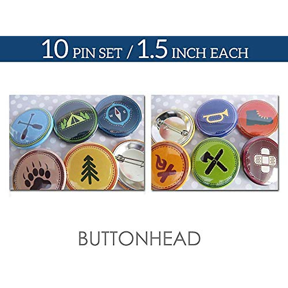 Scout Badges, Merit Badges Pins - Outdoor Nature Camp Badges Pins - Set of 10 or 30