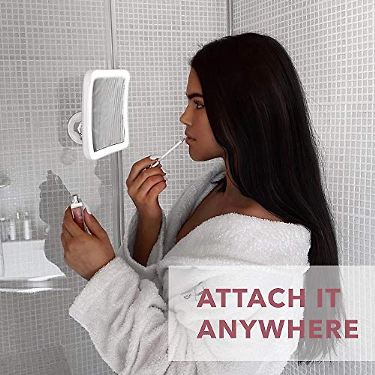 Fancii Rechargeable 10x Magnifying Mirror with 3 LED Light Settings, Dimmable Touch Light, Cordless, Locking Suction Mount, Lighted Mirror for Bathroom or Travel (Mira 2)