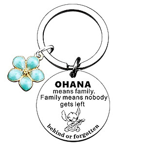 Stitch Gifts for Daughter Son Stich Birthday Gift Ohana Means Family Cute Keychains Gifts for Boys Girls Gift for Best Friend Stocking Stuffers for Teen Cartoon Accessories, Silver