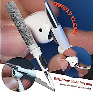 Bluetooth Earbuds Cleaning Pen,in-Ear Headphones Cleaning and Soft Dust Removal Brush Pen for Cleaning The Earwax,Dust in Bluetooth Headset Box,Camera and Mobile Phone (White)