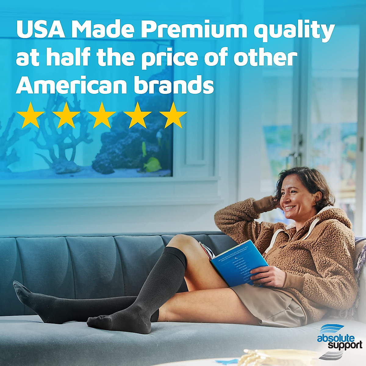 Made in USA - Wide Calf Compression Knee High for Women and Men 20-30mmHg - Plus Size Compression Socks for Swelling, Arthritis, Post Surgery, Blood Clots - Black, 3X-Large - A105BL6