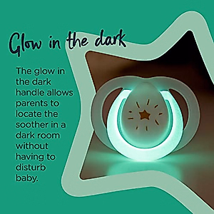 Tommee Tippee Night Time Glow in The Dark Pacifiers, Symmetrical Design, BPA-Free Silicone, 6-18m, 6 Count