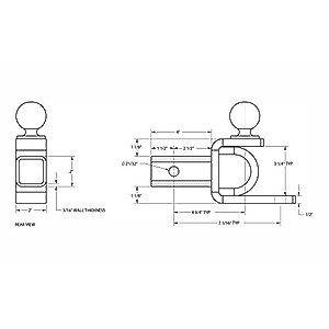 ATV/UTV Ball Mount for 2 Inch Receivers with 2 Inch Hitch Ball - Made in U.S.A.