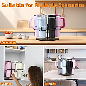 SOOPRNO Water Bottle Organizer for Stanley 40 oz Tumbler with Handle - Rotatable 6-Slot Holder, Ideal Kitchen Storage for Stanley Accessories, Black