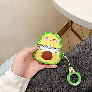 Coralogo for Airpods Pro 2019/Pro 2 Gen 2022 Case, Cute Fruit Cartoon Funny Character Protective Keychain Cover 3D Fun Cool Soft Silicone Skin Air pods Pro Charging Cases for Airpod Pro (Avocado)
