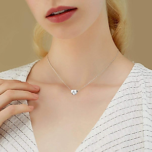 Tiny Initial Heart Necklace - 14K Gold Plated Letter Heart Pendant Necklace for Women (A-Silver)