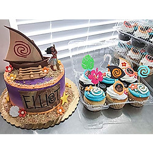 30 Pcs JeVenis Glittery Moana Inspired Cupcake Toppers Moana Cake Toppers Hawaiian Birthday Party Decoration for Tropical Luau Summer Party Baby Shower Wedding