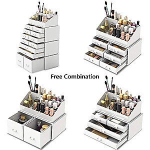 Readaeer Makeup Cosmetic Organizer Storage Drawers Display Boxes Case with 12 Drawers (White)