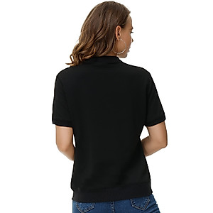 KANCY KOLE Sweatshirt for Women Zip Up Pullover Shirt Lightweight Short Sleeve Jackets with Pockets(XL,Black)