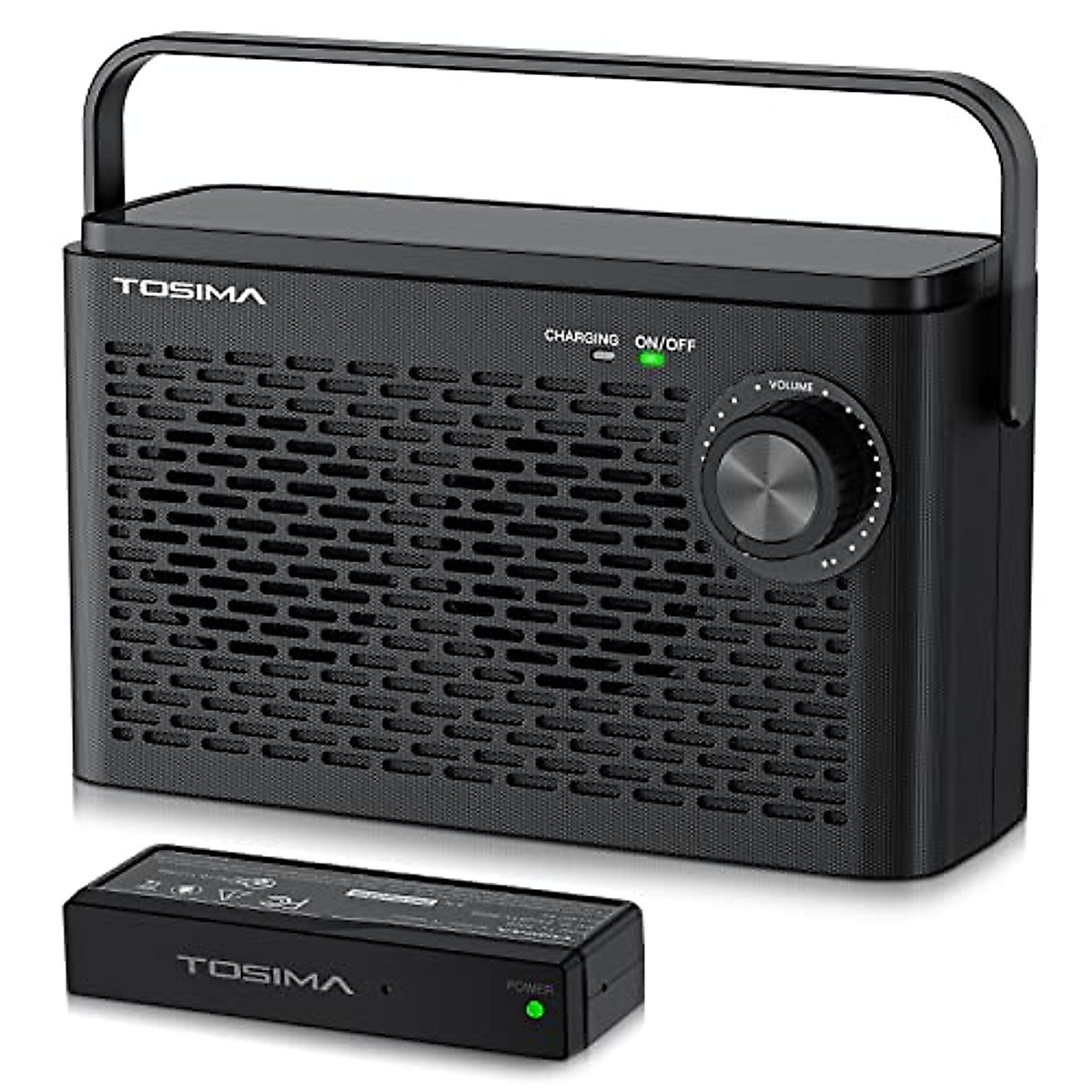 Tosima TV-8000 Wireless Speaker for TV, Easy Control Portable TV Soundbox for Hard of Hearing, Elderly Parent,Rechargable 8 Hours Battery, AUX3.5mm, 2.4G RF Transimitter 100Ft Range