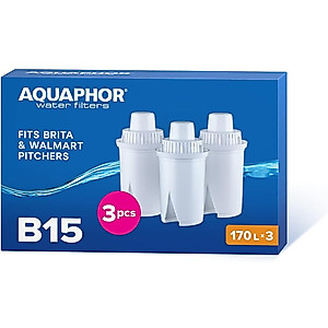 AQUAPHOR B15 Water Filter Cartridge I 3 cartridges I Filters limescale & chlorine & heavy metals I AQUALEN Technology I For better food & drink I Protects kitchen appliances I 45 Gallons per filter