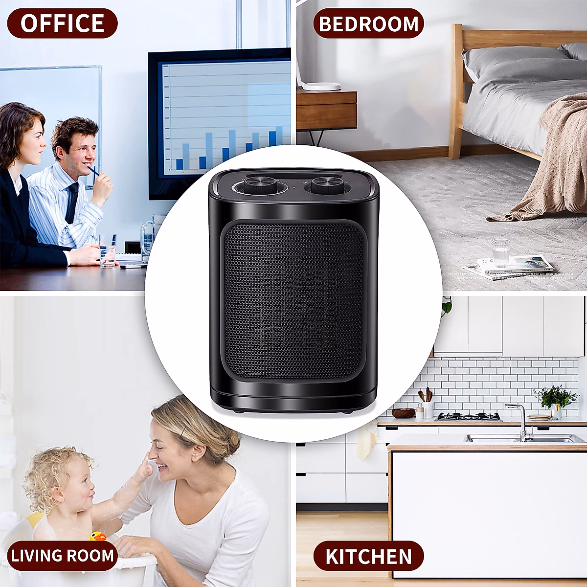 Antarctic Star Space Heater, Portable Electric Heater Ceramic Fan Small Mini Heaters Indoor Use ETL Certified 3 Modes Thermostat, Tip Overheat Protection Quiet Office Room Desk Home,9.1 Inch.