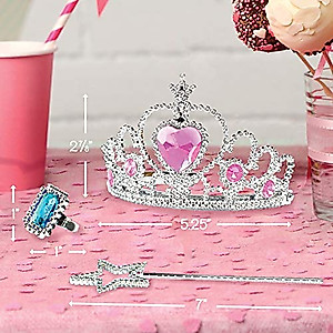 Neliblu Princess Pretend Play Dress Up Set - 12 Tiaras, 12 Wands, 24 Rings, Costume Jewelry, Accessories for Girls Dress Up Party, Ages 3-5