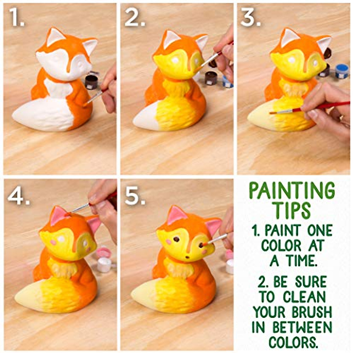 Creative Roots Paint Your Own Fox, DIY Fox, Kids Painting Set, Creativity for Kids, Ceramic Painting Kit for Kids, Ceramics to Paint, Paint Your Own Ceramic, Ages 5+