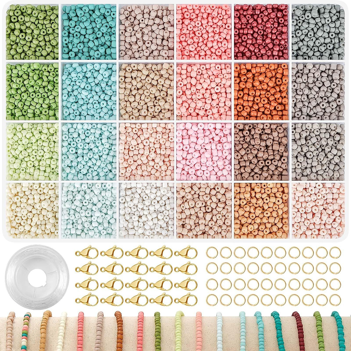 TEXGIZRLY 3mm Glass Seed Beads for Bracelets Making, Friendship Bracelet Making Kit for Girls, 24 Colors Bead Bracelet Kit, Beads for Jewelry Making Kit, DIY, Arts, Crafts Gifts Age 3+ (3MM-A)
