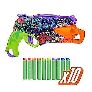 NERF Teenage Mutant Ninja Turtles Blaster, 10 Elite Darts, Toy Foam Blasters for 8 Year Old Boys & Girls & Up