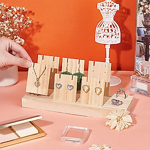 PH PandaHall Earring Holder Jewelry Display Wood Earring Necklace Stands with 6pcs Earring Cardboard Wood Earring Display Stands for Selling Earring Showing Jewelry Displaying Business Card