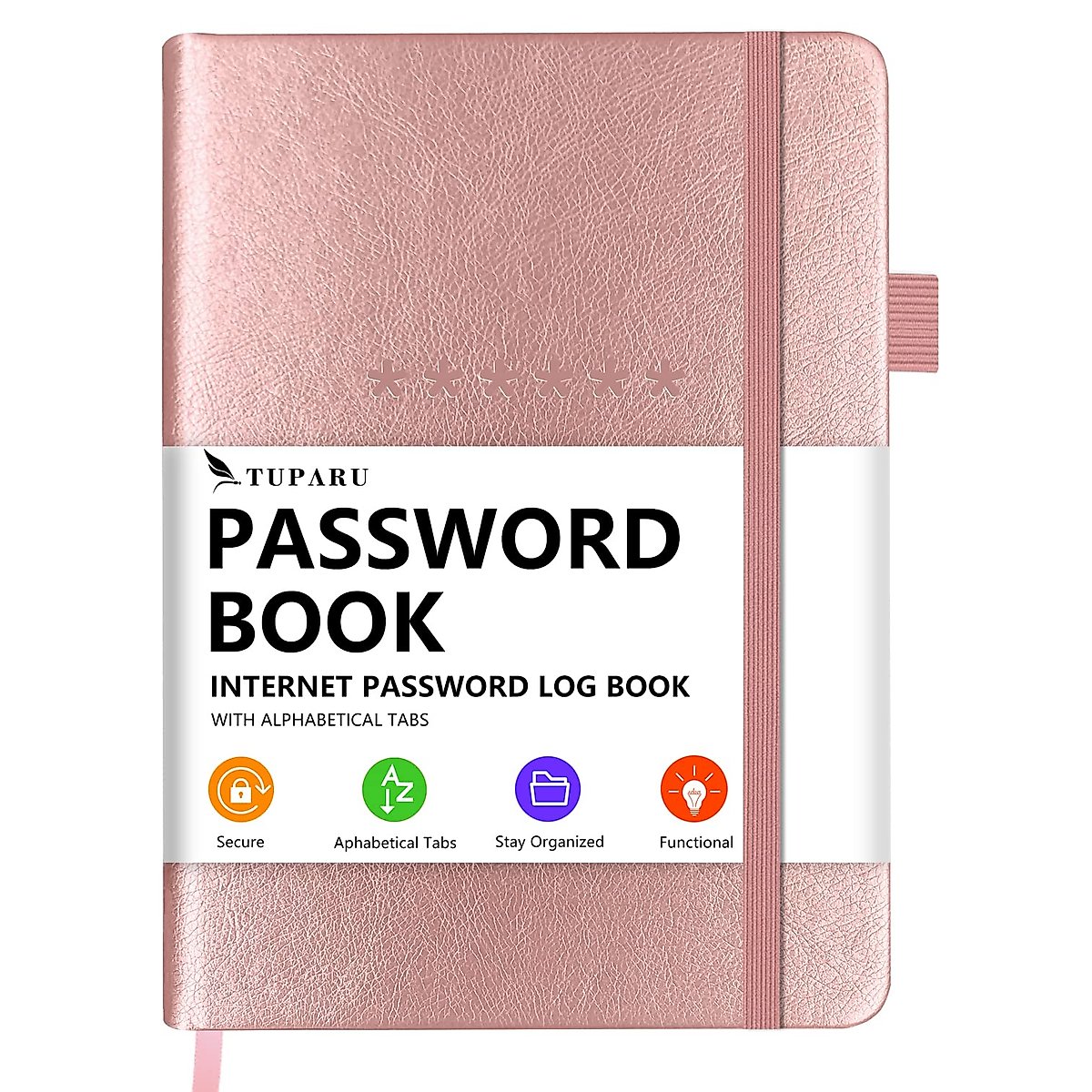 Password Book with Alphabetical Tabs – Hardcover Internet Address & Password Organizer – Password Keeper Notebook for Computer & Website – 5.2 x 7.6" Log-in Password Journal w/Thick Paper (Rose Gold)