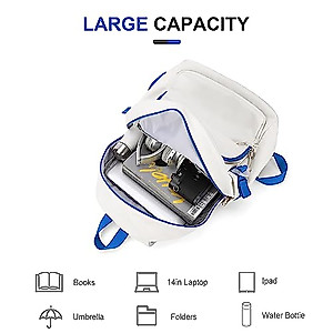 KEYEMP School Backpacks Waterproof Casual Lightweight Travel Rucksack Daypack Backpack for Men Women High School Bags Bookbag Back Pack for Girls Boys Teens,BlueWhite