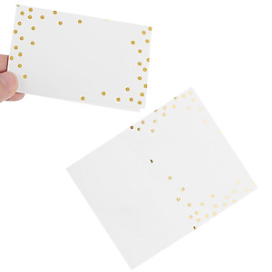 MECCANIXITY 40pcs Place Cards, Line Border Printable Place Name Cards for Table Setting Wedding Dinner Parties Events Reserved Seating, White Gold Dots