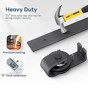 EaseLife 96" Bi-Folding Sliding Barn Door Hardware Track Kit for 4 Closet Door,Top Mount Roller,Heavy Duty,Slide Smoothly Quietly,Easy Install,Black,No Door (Track Length 100" for Four 24" Wide Door)