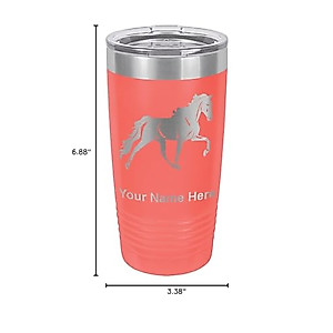 LaserGram 20oz Vacuum Insulated Tumbler Mug, Horse, Personalized Engraving Included (Coral)