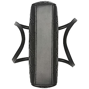 Calvin Klein Noa Top Zip Tote, Black/Gunmetal Twin Brick Embossed