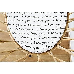 NODNAL CO. Black/White Bassinet Fitted Sheet - 100% Cotton Unisex for Baby Girl/Boy - I Love You, Plaid and Abstract Polka Dots Universal Fitted Cover Sheets (I Love You)