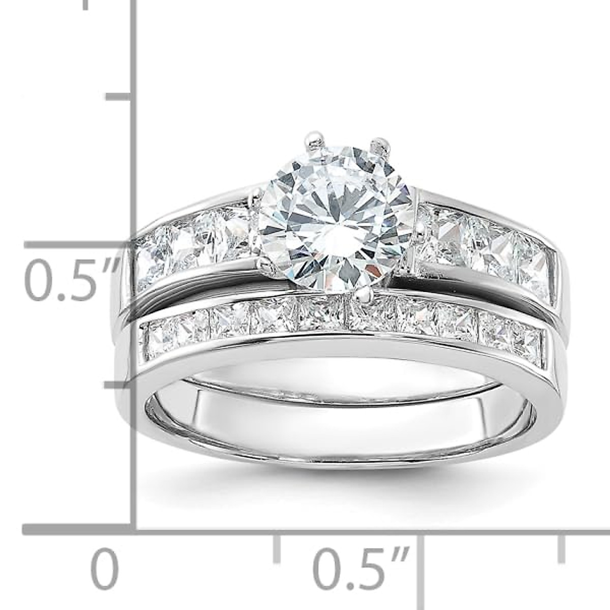 IceCarats 925 Sterling Silver Cubic Zirconia CZ Wedding Band Engagement Ring Bridal Jewelry Set Size 6