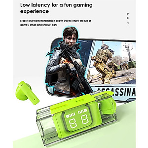 bahilok Wireless Headphones LED Display Earbuds Fone Bluetooth 5.3 Headset Noise Reduction Sports Waterproof Earphones with Mic (Green)