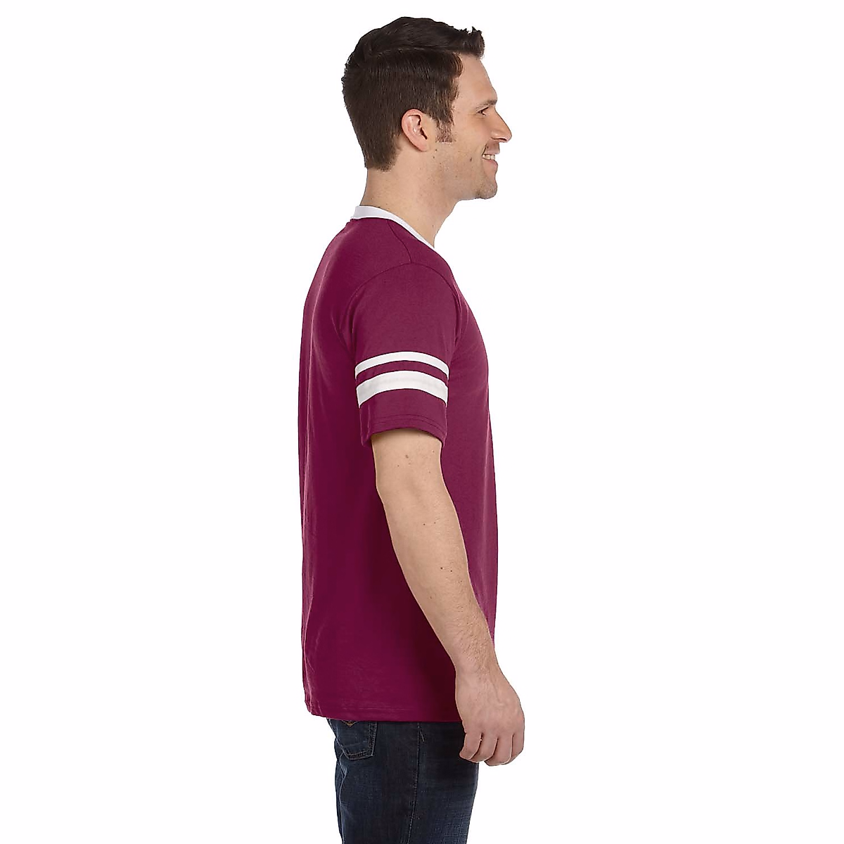Augusta Sportswear Men's Sleeve Stripe Jersey, MAROON/WHITE, X-Large