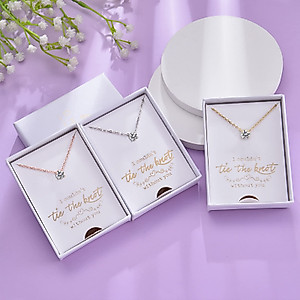 DHQH Bridesmaid Proposal Gifts CZ Tearsdrop Earrings Necklace Set Crystals Pendant Necklaces Jewelry Sets for Bridal Bridesmaids Prom Wedding