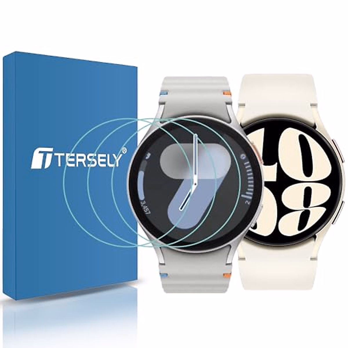 T Tersely (3 Pack Screen Protector for Samsung Galaxy Watch 7/6/5/4 (44MM), 9H Hardness Tempered Glass Film Guard for Samsung Galaxy Watch