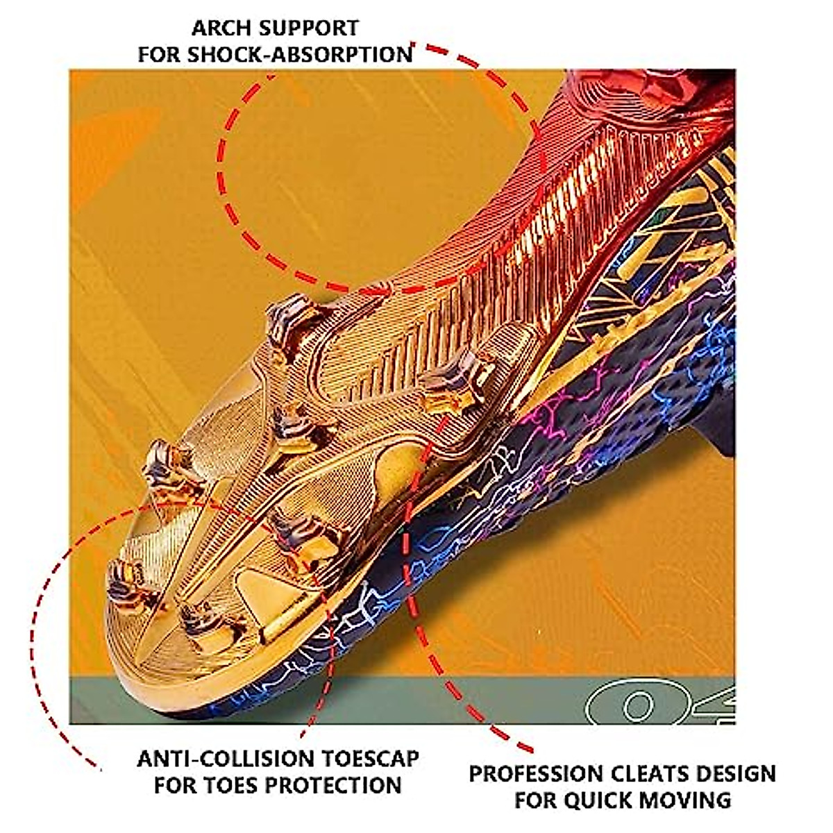 HESBITEUL Men’s Soccer Cleats High-top Women Football Shoes AG Spike Shoes Sneaker Comfortable Adults Big Boys Girls Athletic Outdoor Indoor Competition Trainin