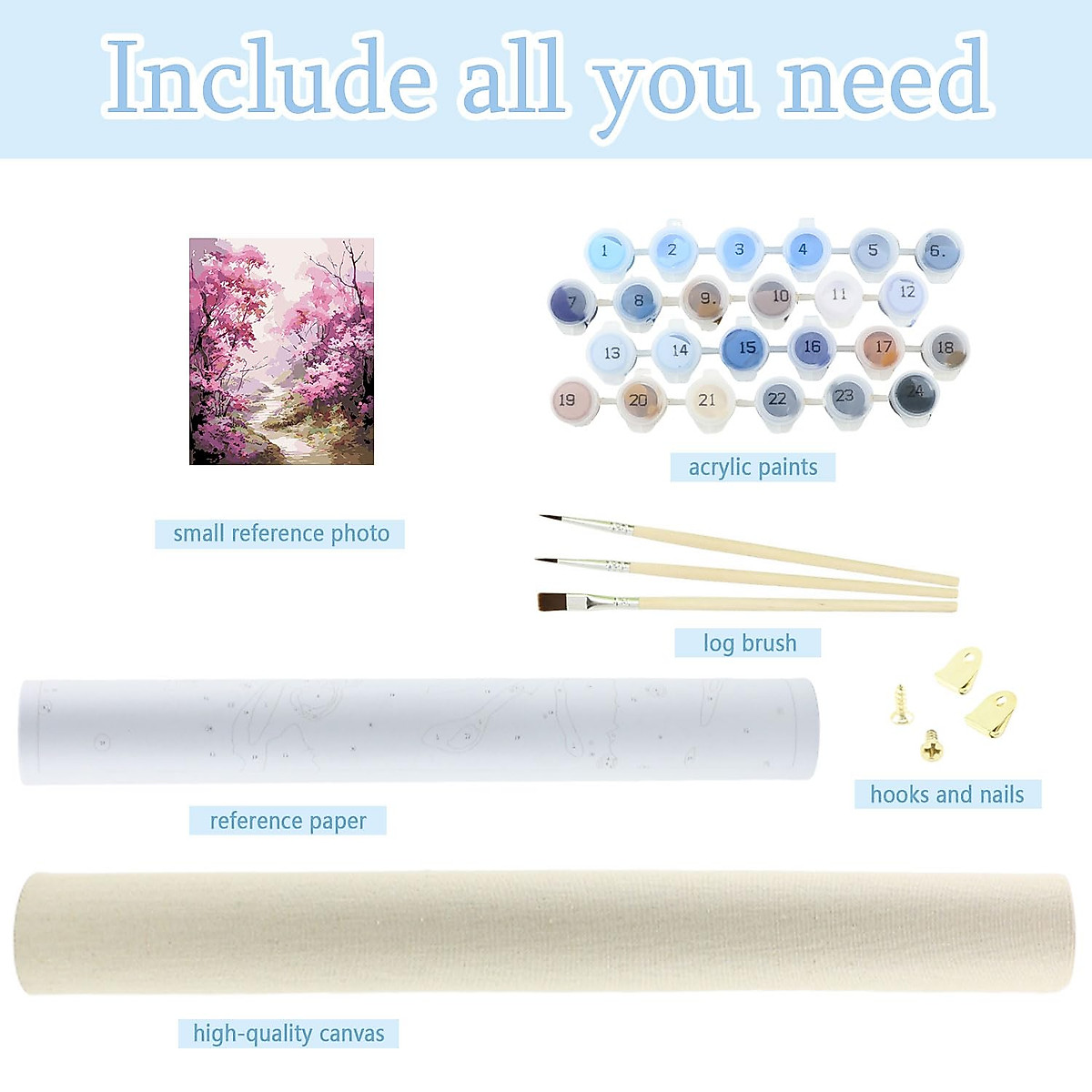 Didfig Easy DIY Paint by Numbers Kit for Adults Beginner Canvas 16x20 Inch Pink Tree Path Large Scenery Paint by Numbers for Home Wall Decor Gifts