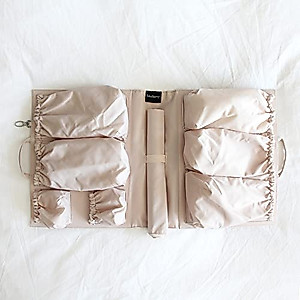 ToteSavvy Original Bag Organizer (14" L x 10" H) - 11 Pocket Tote Insert - For Travel, Work, Baby and More (Original Almond)