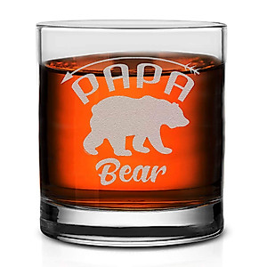 Veracco Papa Bear Whiskey Glass Funny New Dad Birthday Gifts Dad Whiskey Glass Daddys Sippy Cup Dad Drinking Glass (Clear, Glass)