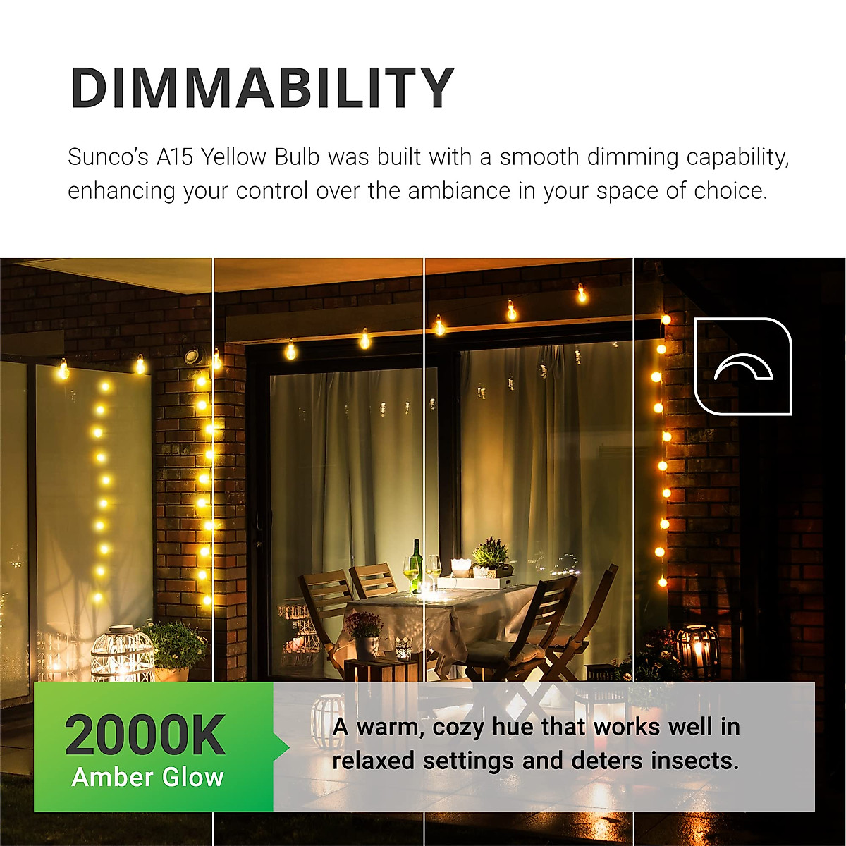 Sunco LED Bug Light Bulbs Outdoor A15 Yellow Bug Repellent Porch Light 8W Dimmable 2000K Amber Glow, E26 Medium Base, Instant On, Flicker Free, UL Listed 6 Pack