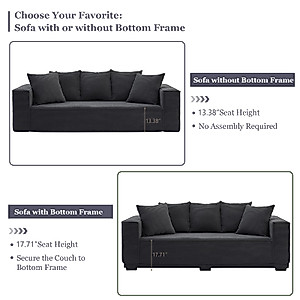 KIVENJAJA 88.97”W Corduroy Sofa Couch with 5 Pillows, Modern 3 Seater Comfy Cloud Couches for Living Room Apartment Office Small Space, No Assembly Required, Black