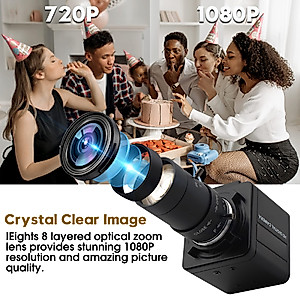 1080P USB Camera with Microphone Manual Zoom 5-50mm Webcam Variable Focus PC Camera H.264 Mini UVC USB2.0 USB with Camera for Computer Audio Video Close-up Camera Zoomable Web Camera